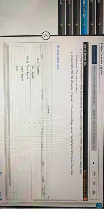 Solved Entries for notes payable Instructions Chart of | Chegg.com
