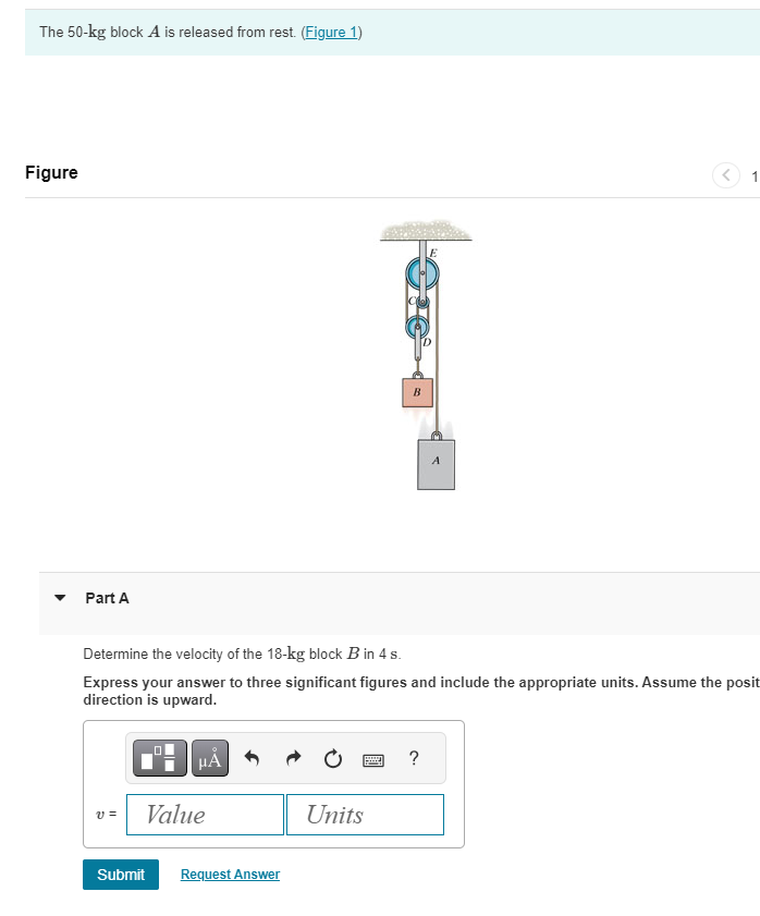 Solved The 50-kg ﻿block A ﻿is released from rest. (Figure | Chegg.com