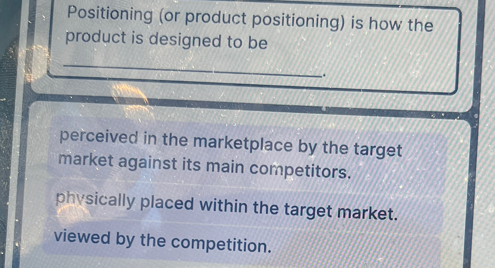 Solved Positioning (or product positioning) ﻿is how the | Chegg.com