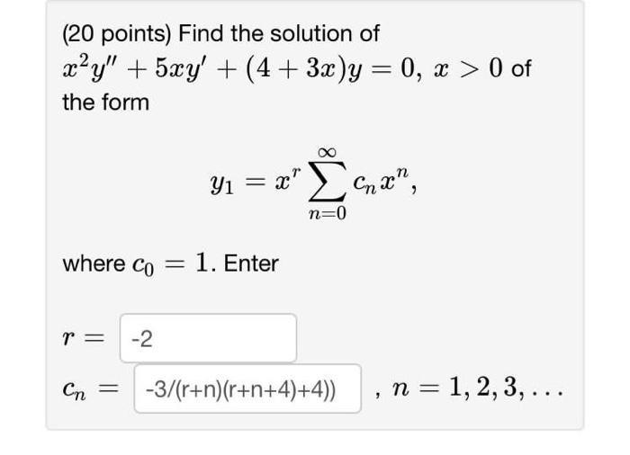 Solved (20 points) Find the solution of | Chegg.com
