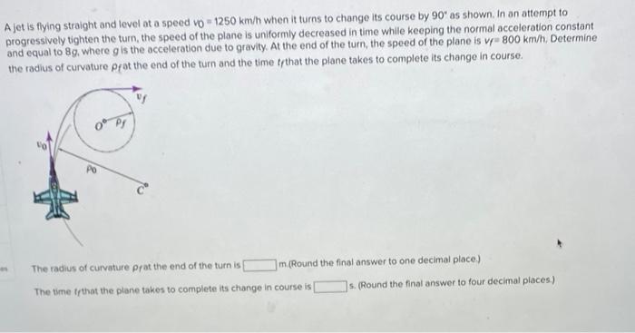 Solved A jet is flying straight and level at a speed v0=1250 | Chegg.com