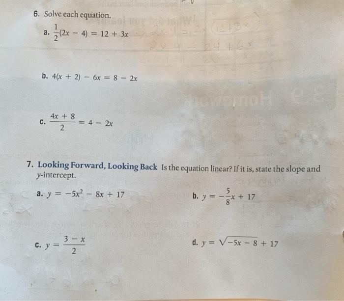 Solved 6. Solve each equation. a. 3(2x - 4) = 12 + 3x 24. b. | Chegg.com