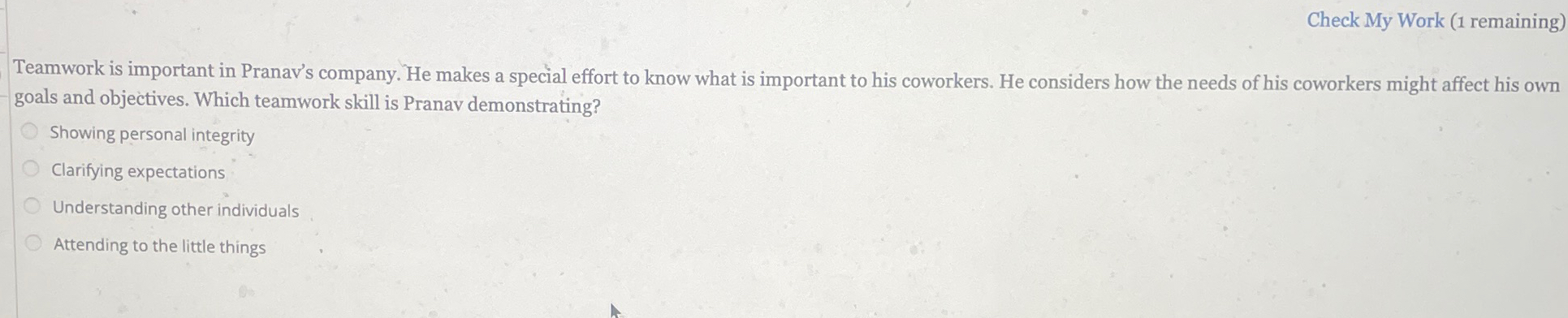 Solved Check My Work (1 ﻿remaining)Teamwork is important in | Chegg.com