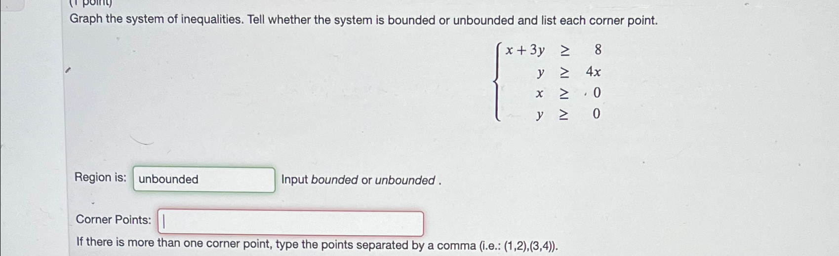 Solved Graph the system of inequalities. Tell whether the | Chegg.com