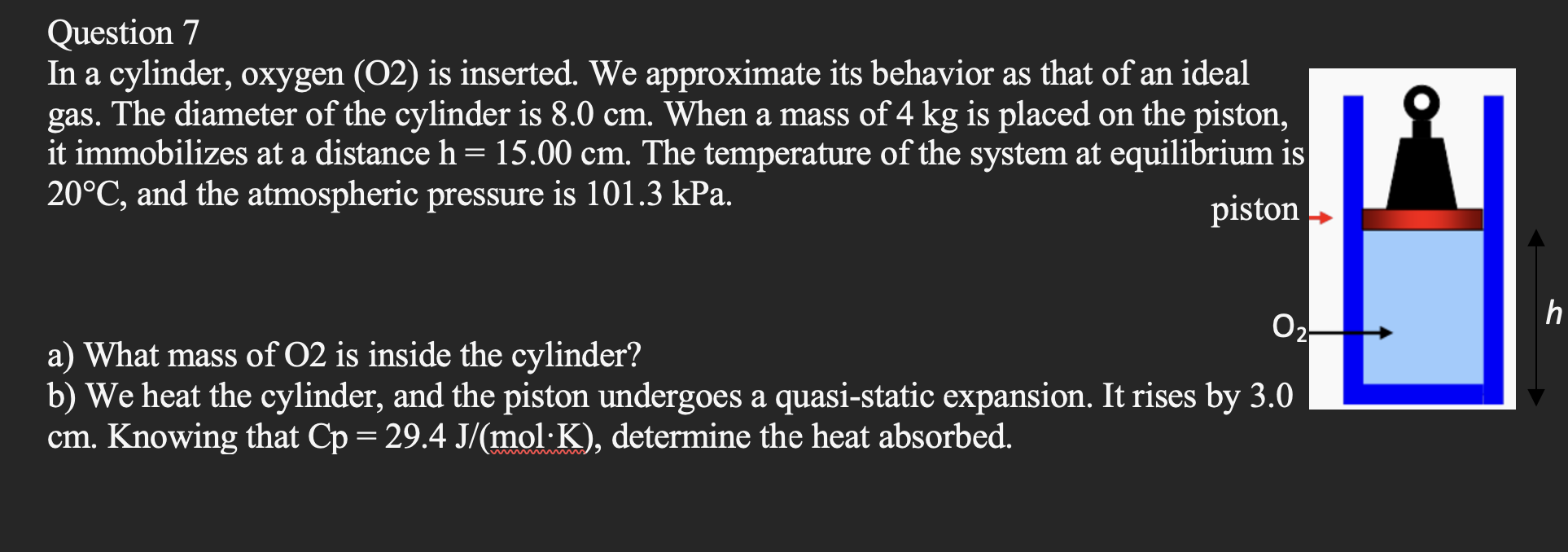 Solved In a cylinder, oxygen (O2) ﻿is inserted. We | Chegg.com