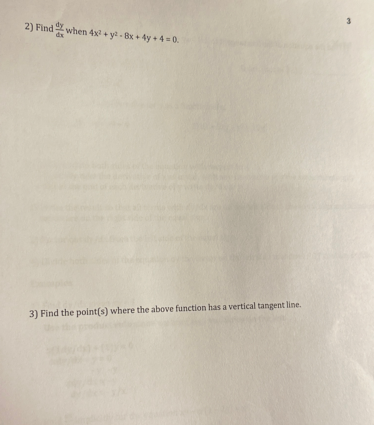 Solved Find dydx ﻿when 4x2+y2-8x+4y+4=0.3Find the point(s) | Chegg.com