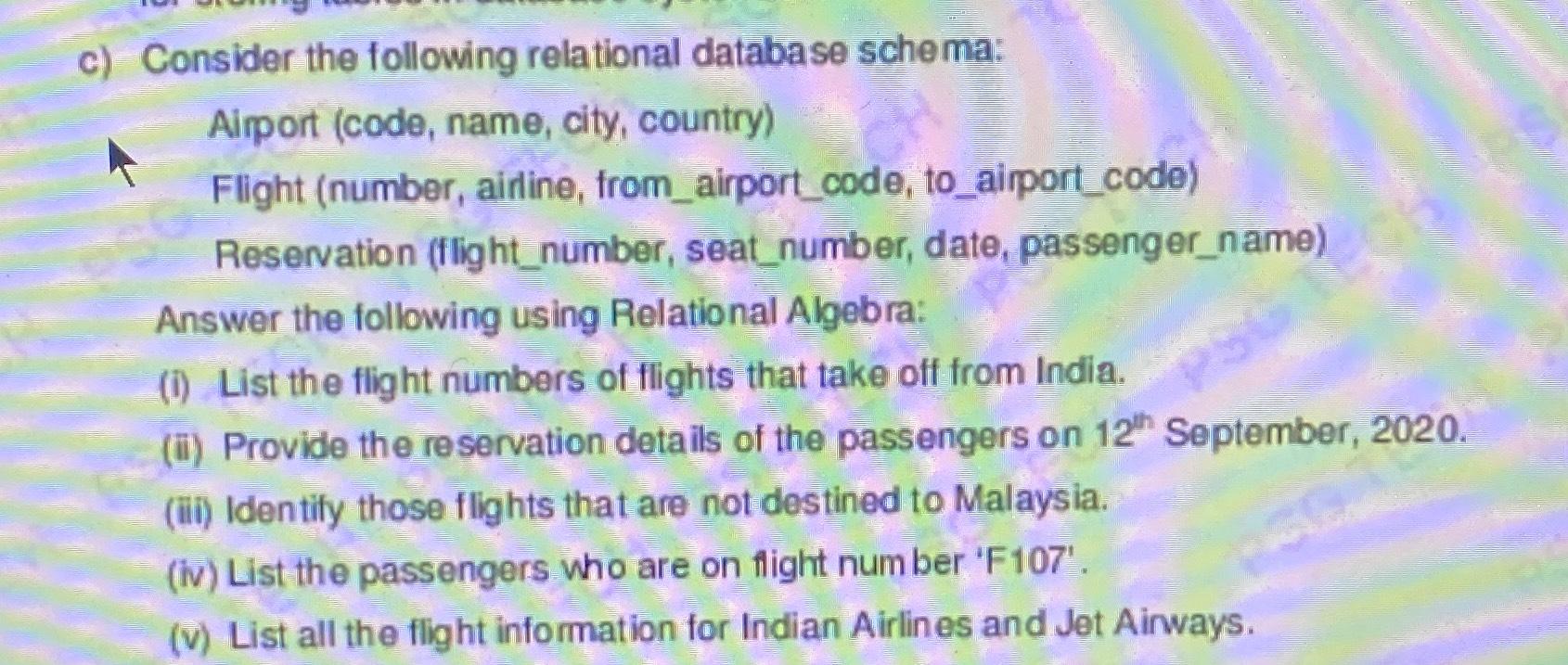 Solved c) ﻿Consider the following relational database | Chegg.com