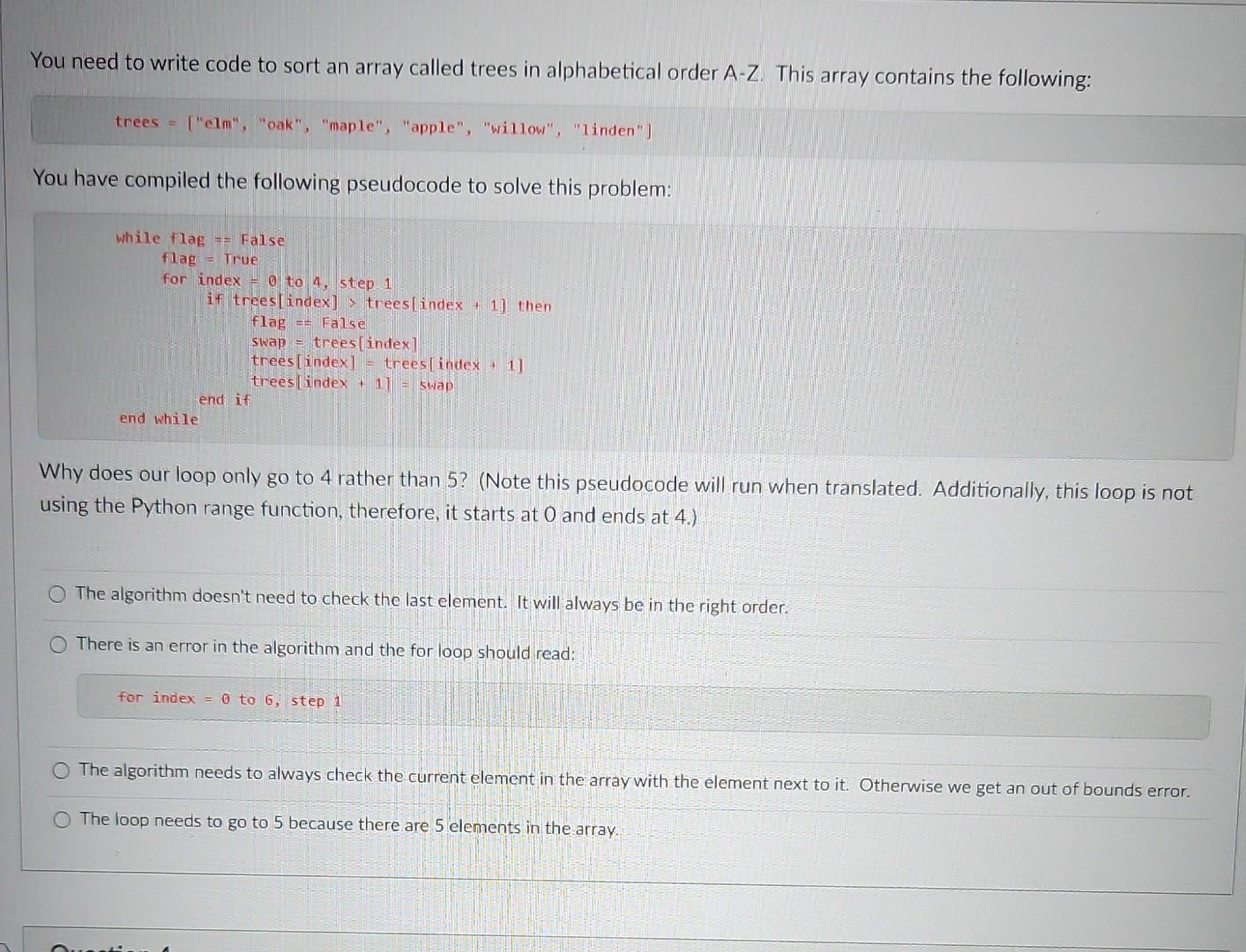 Solved You Need To Write Code To Sort An Array Called Trees