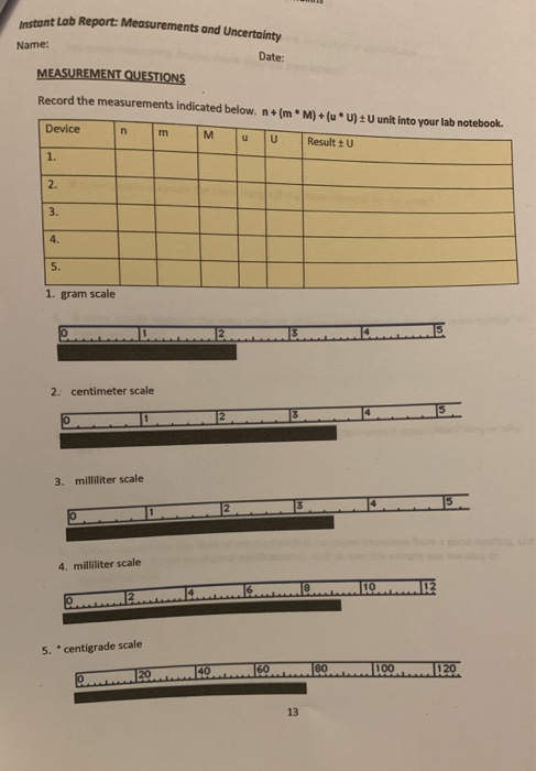 Instant Lab Report: Measurements and Uncertainty | Chegg.com