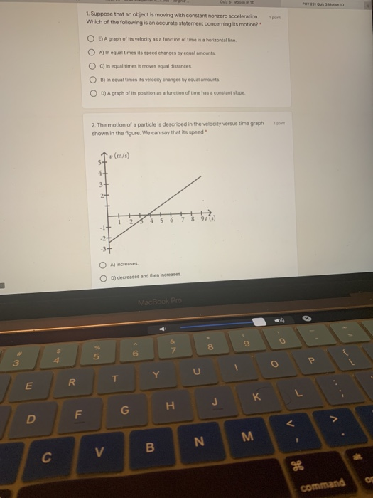 Solved Ph 1 Suppose That An Object Is Moving With Constant