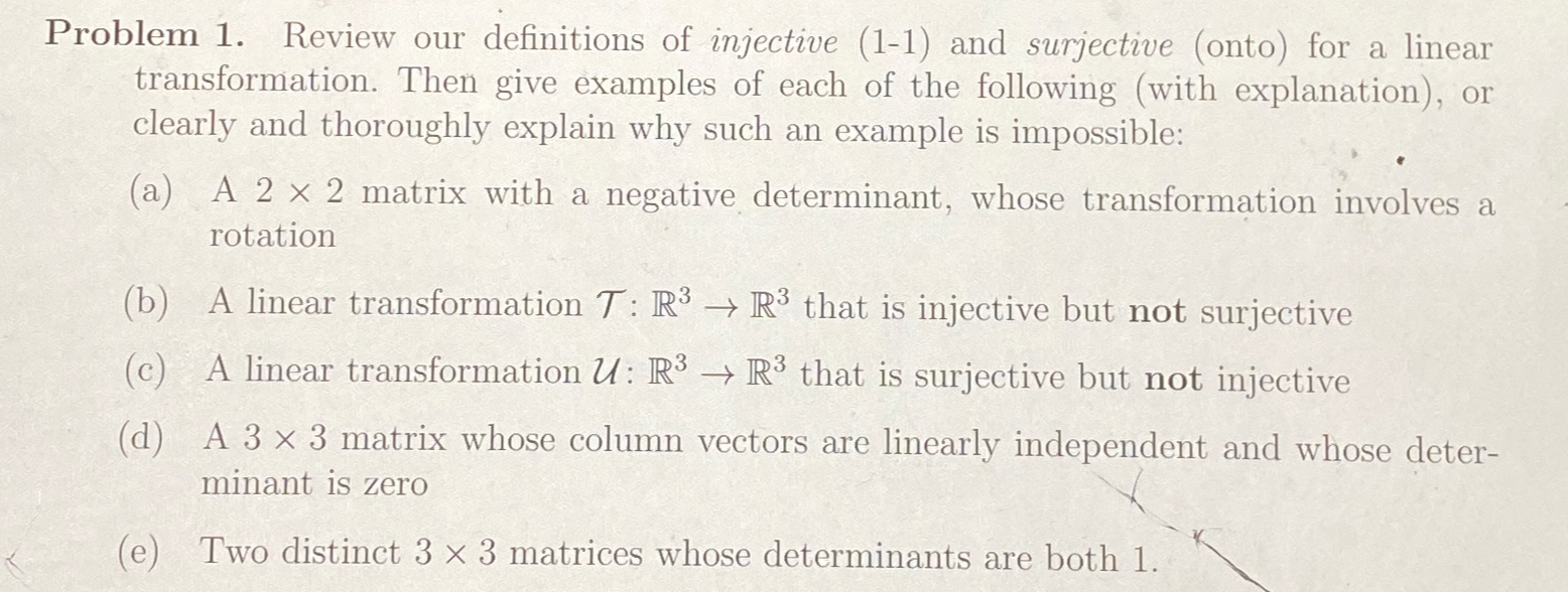 Solved Problem 1. ﻿Review our definitions of injective (1-1) | Chegg.com