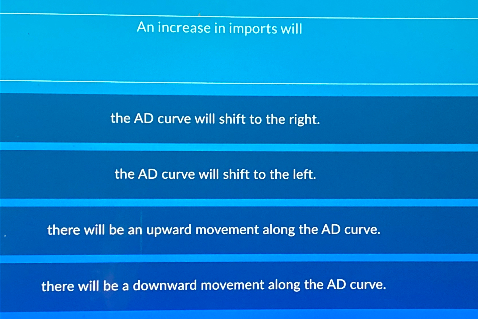 Solved An increase in imports willthe AD curve will shift to | Chegg.com