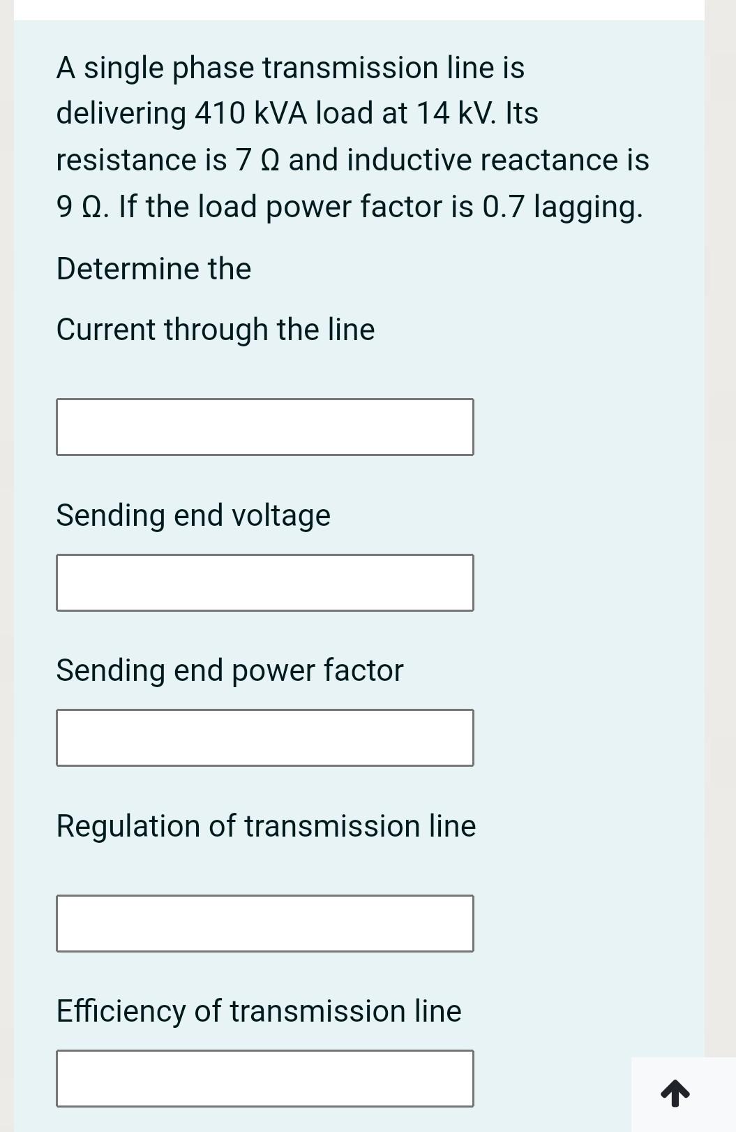 Solved A single phase transmission line is delivering 410 | Chegg.com
