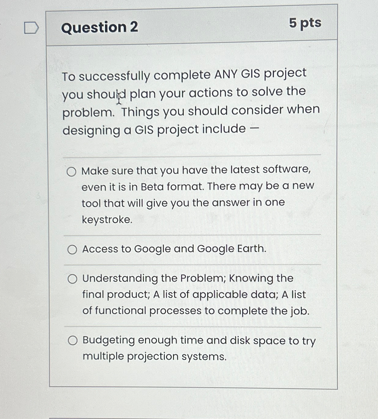 Solved Question 25 ﻿ptsTo successfully complete ANY GIS | Chegg.com