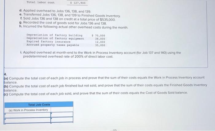 Solved 7 Record the transfer of completed jobs 136,138 and | Chegg.com