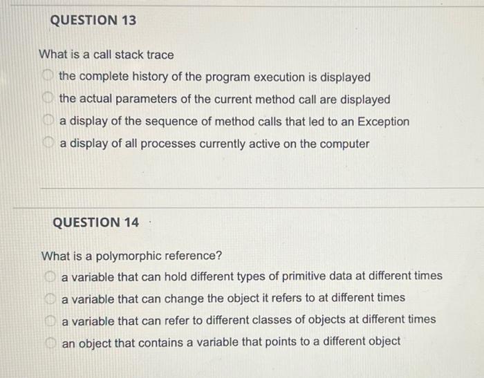 Solved What is a call stack trace the complete history of | Chegg.com