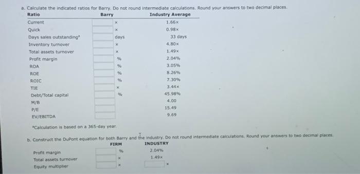 Solved Data for Barry Computer Co0 and its industry averages | Chegg.com
