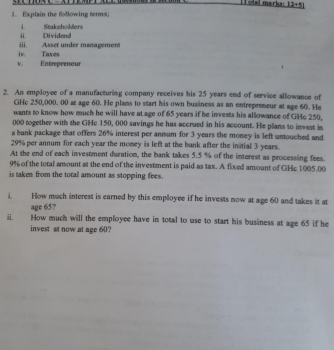 Solved 1. Explain the following terms; i. Stakeholders ii. | Chegg.com