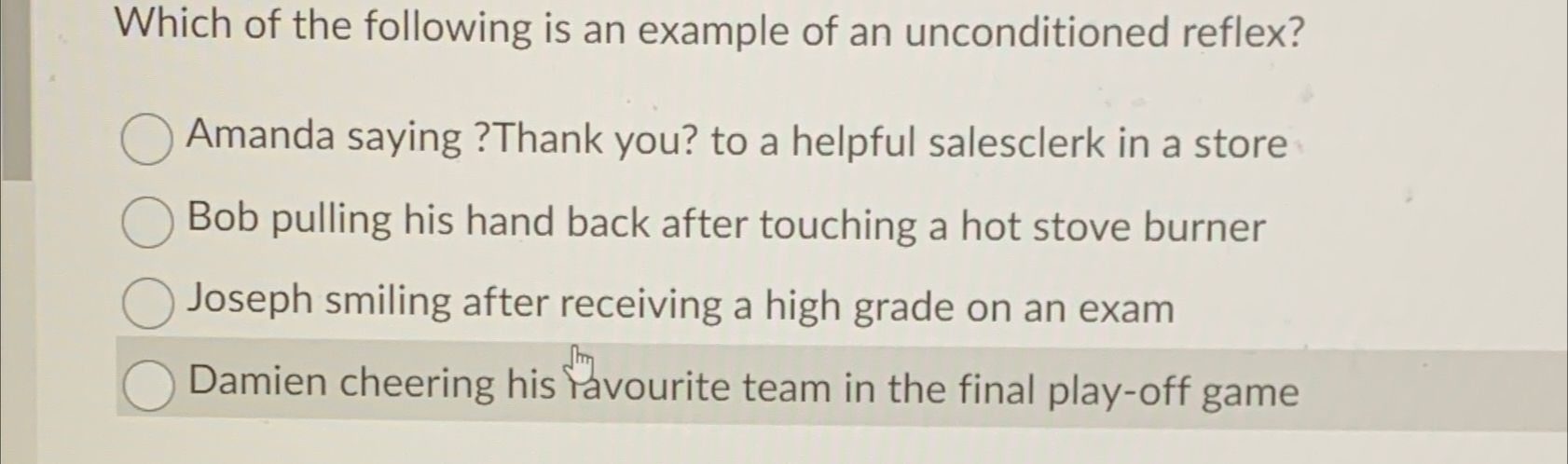 Solved Which of the following is an example of an | Chegg.com