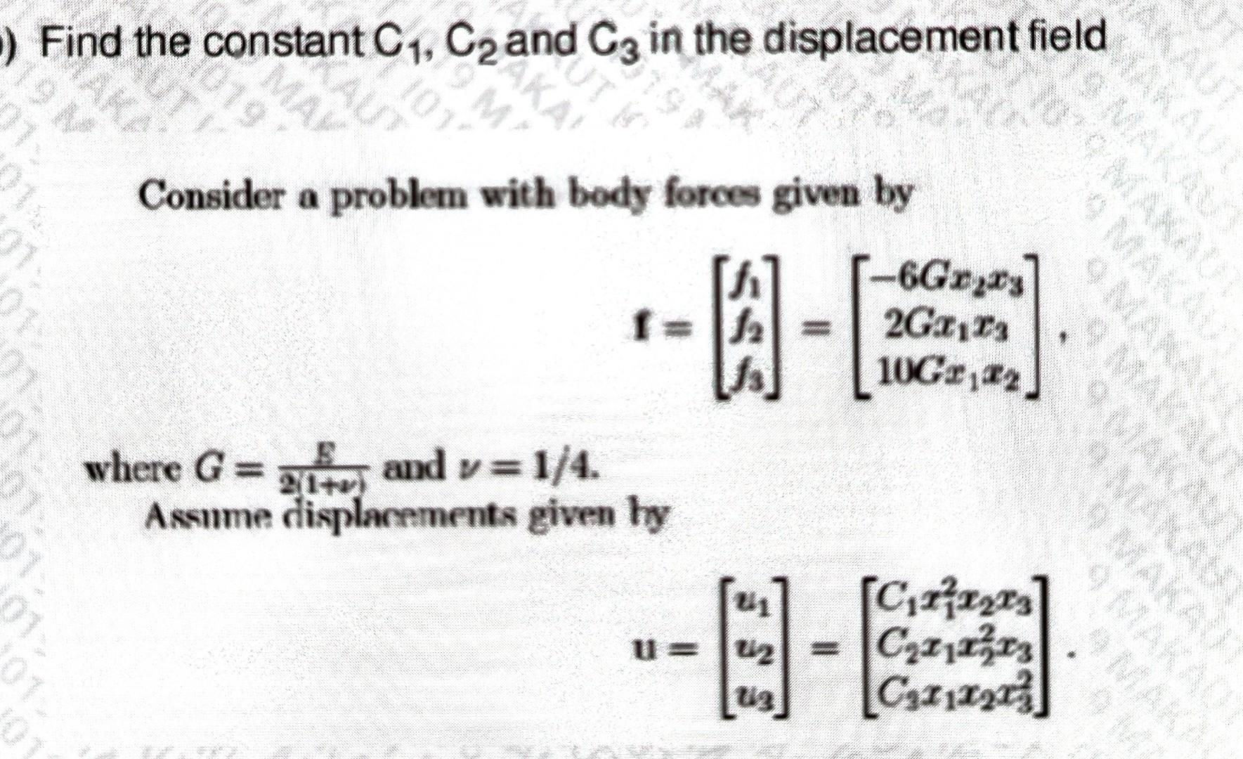 Solved Find the constant C1,C2 and C3 in the displacement | Chegg.com