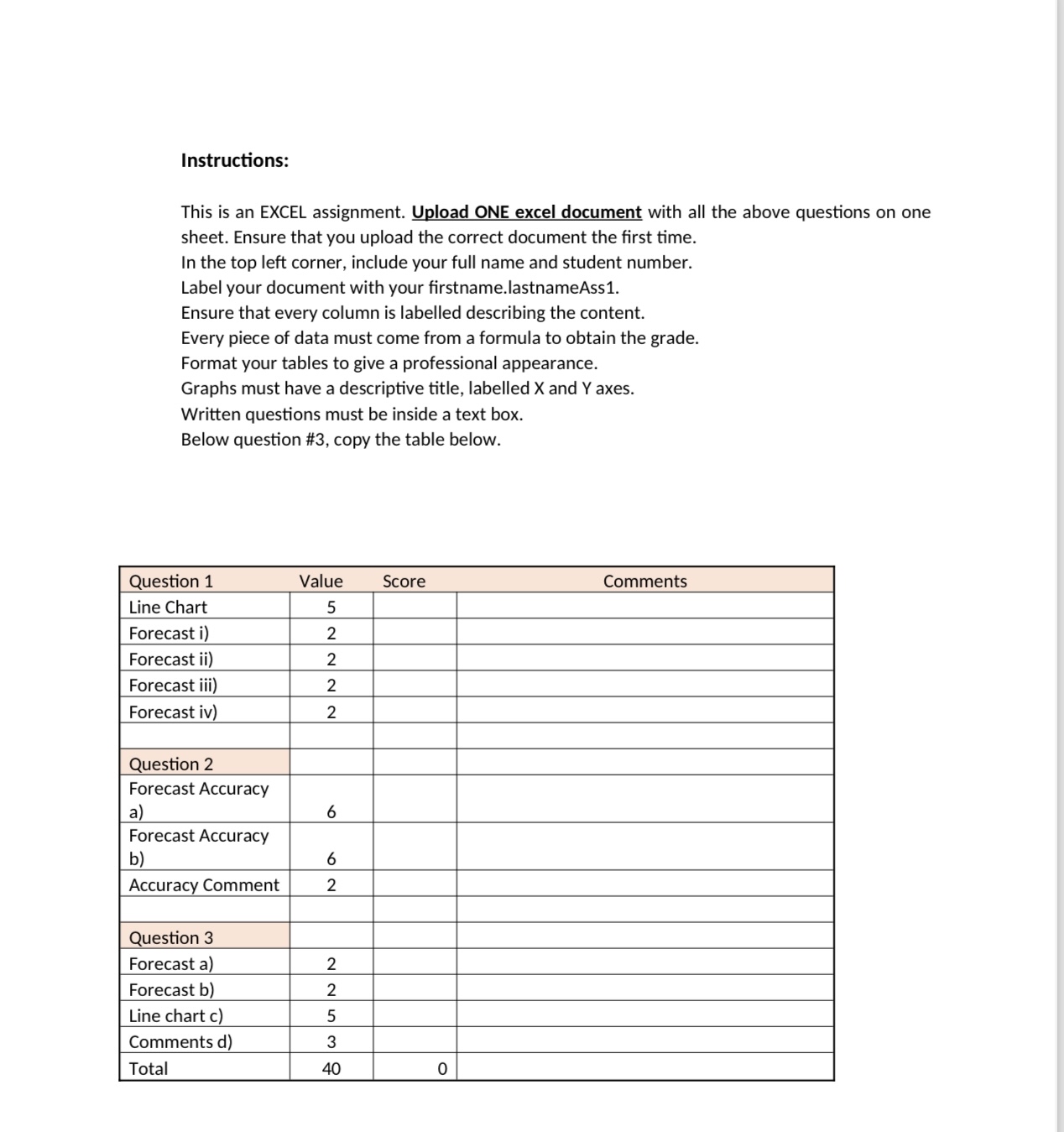 Solved Instructions:This is an EXCEL assignment. Upload ONE | Chegg.com