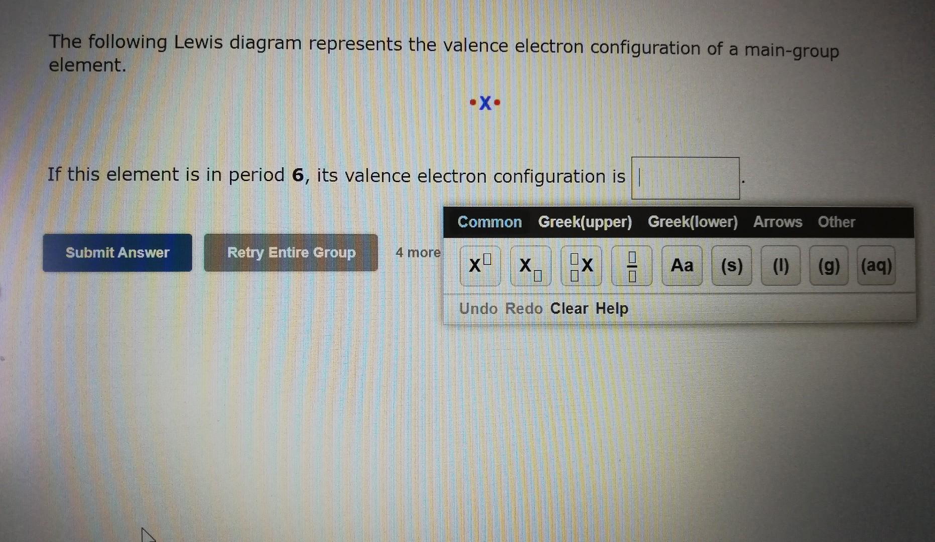 Solved The following Lewis diagram represents the valence | Chegg.com