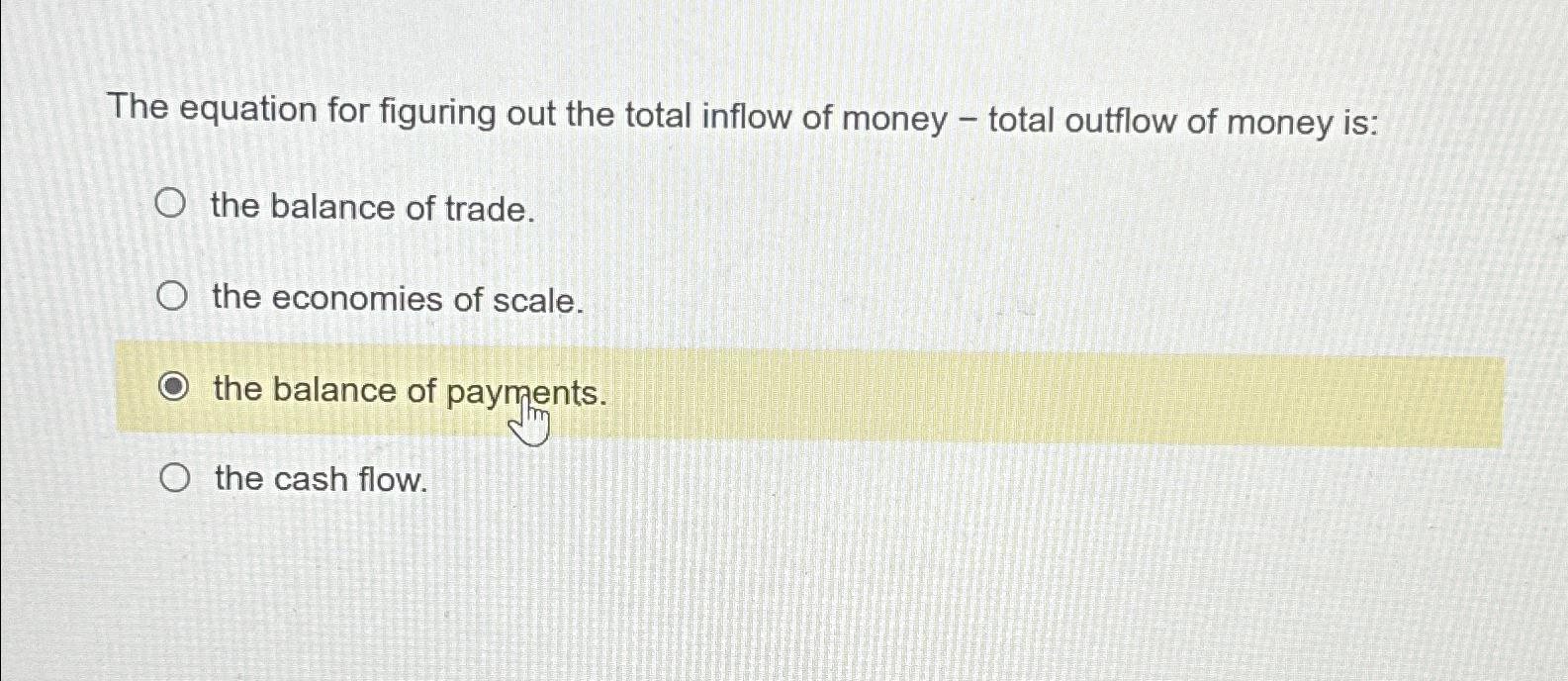 Solved The equation for figuring out the total inflow of | Chegg.com