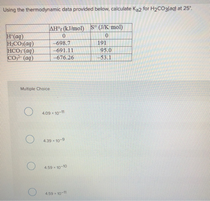 Solved Using the thermodynamic data provided below, | Chegg.com