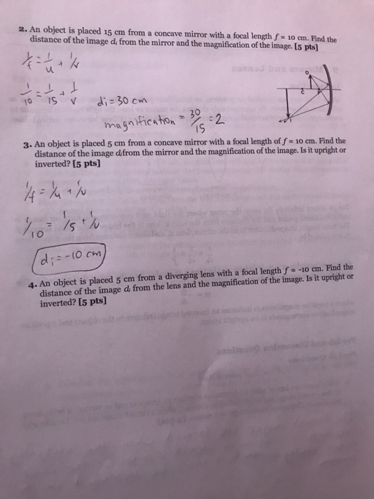 Solved 2. An object is placed 15 cm from a concave mirror | Chegg.com