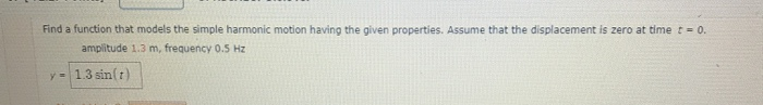 Solved Find a function that models the simple harmonic | Chegg.com