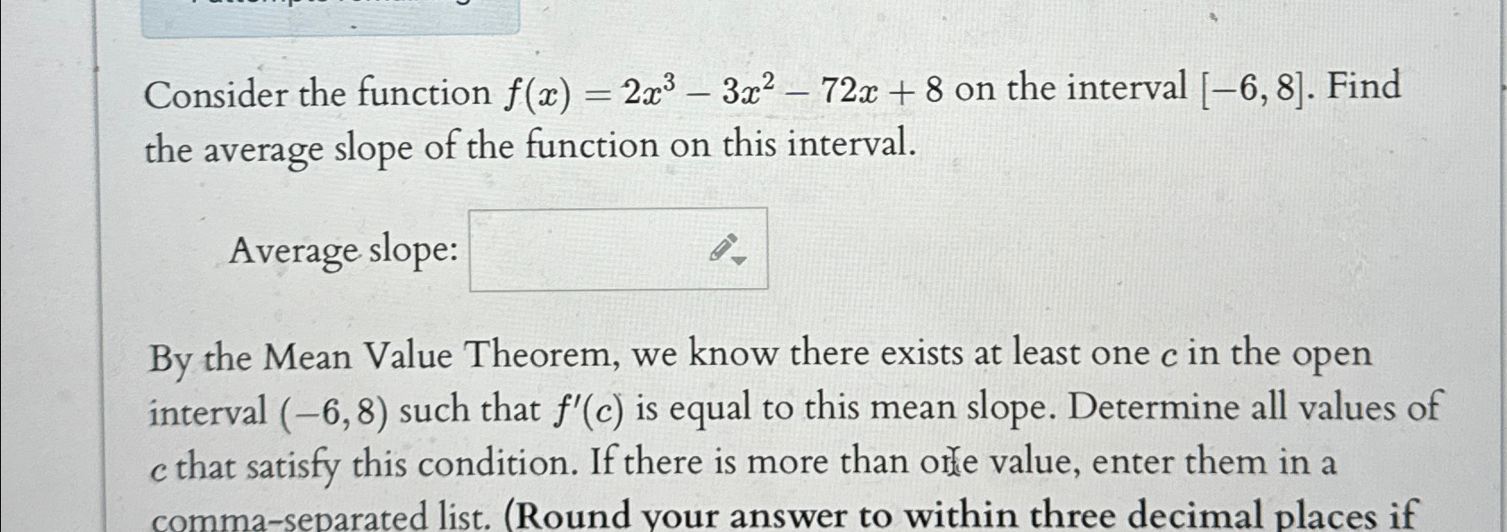 Solved Consider the function f(x)=2x3-3x2-72x+8 ﻿on the | Chegg.com