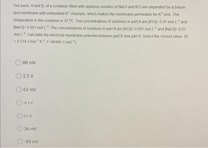 Solved Two parts. A and B. of a container filled with | Chegg.com