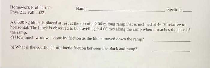 Solved A 0.500 kg block is placed at rest at the top of a | Chegg.com