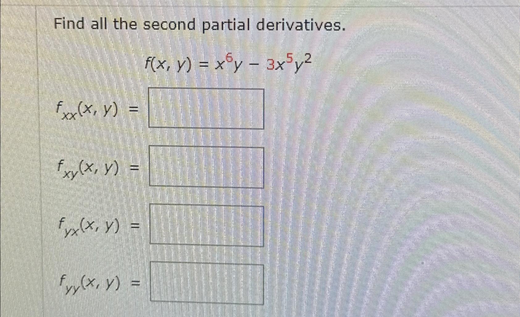 Solved Find all the second partial | Chegg.com