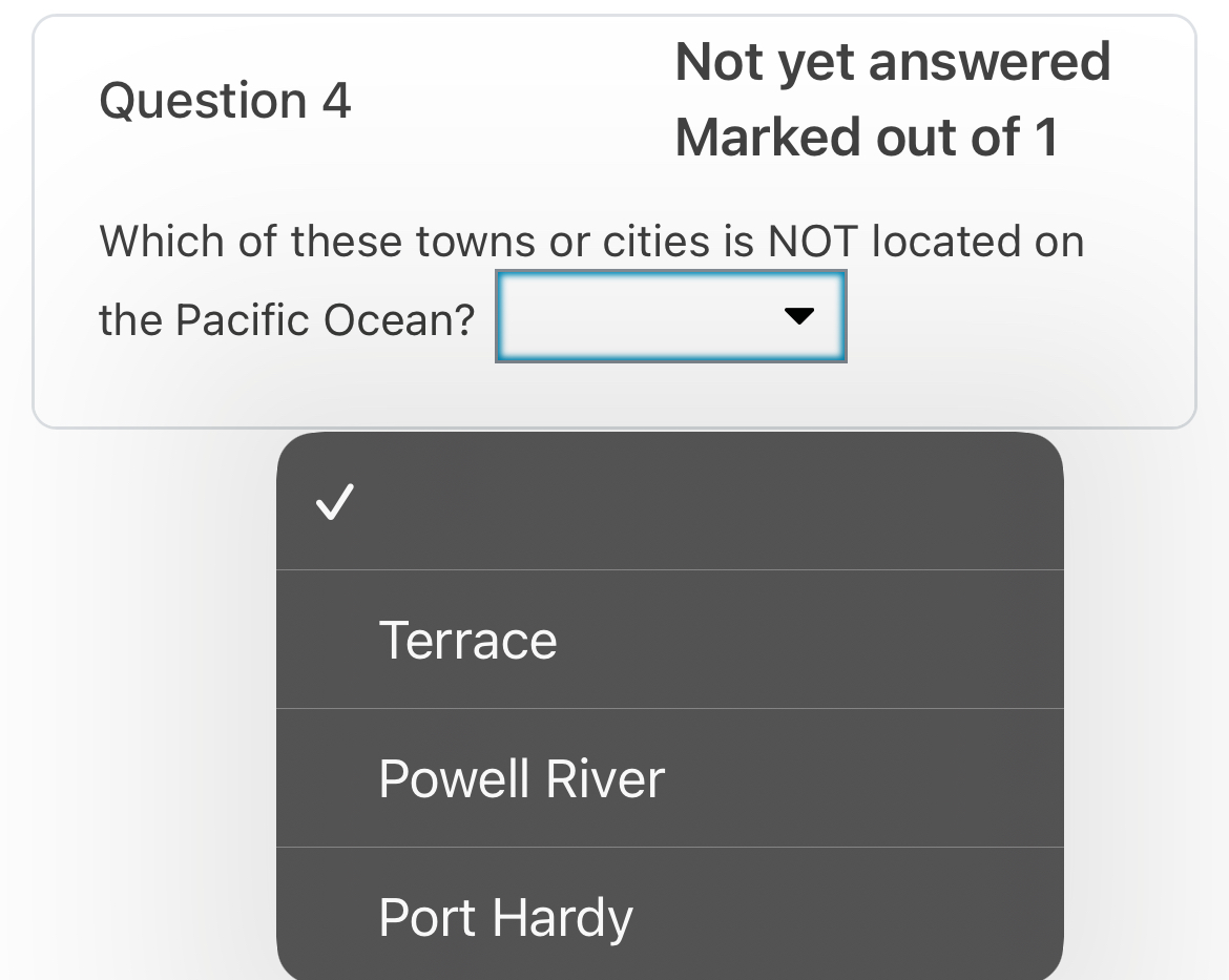 Solved Not yet answered Marked out of 1Which of these towns | Chegg.com