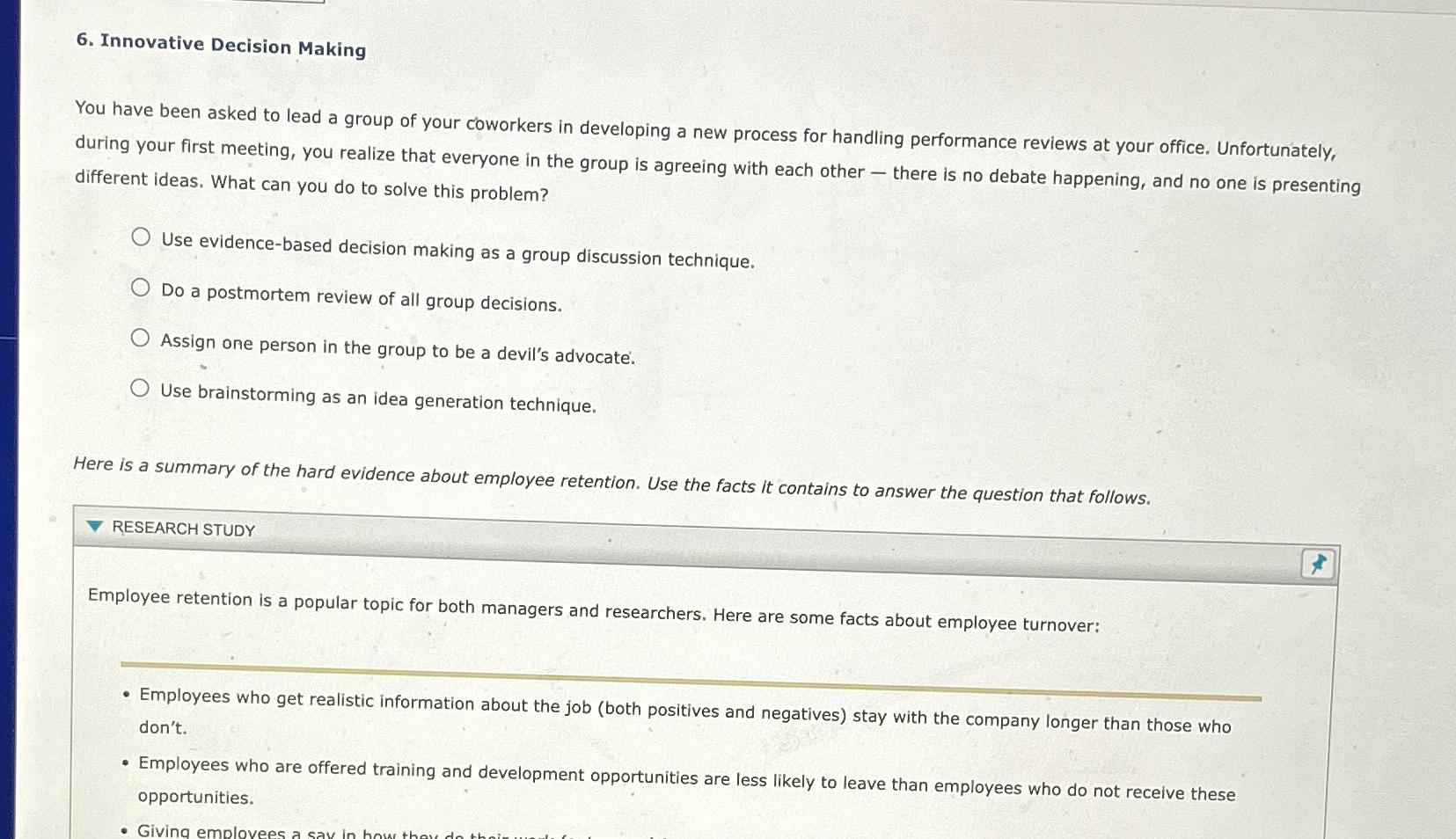 Solved Innovative Decision MakingYou have been asked to lead | Chegg.com