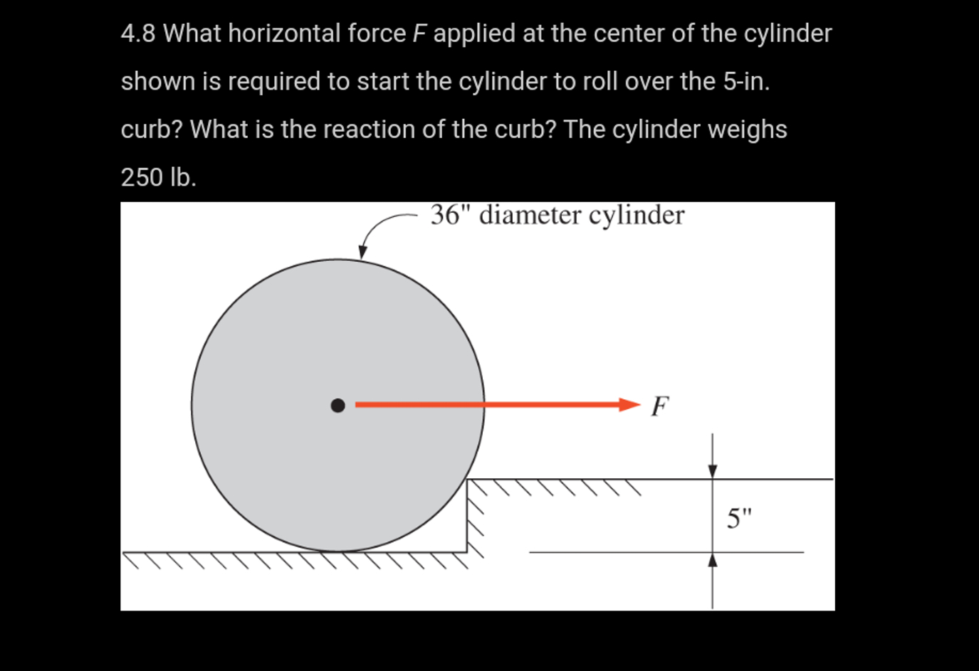 Solved 4.8 ﻿What horizontal force F ﻿applied at the center | Chegg.com