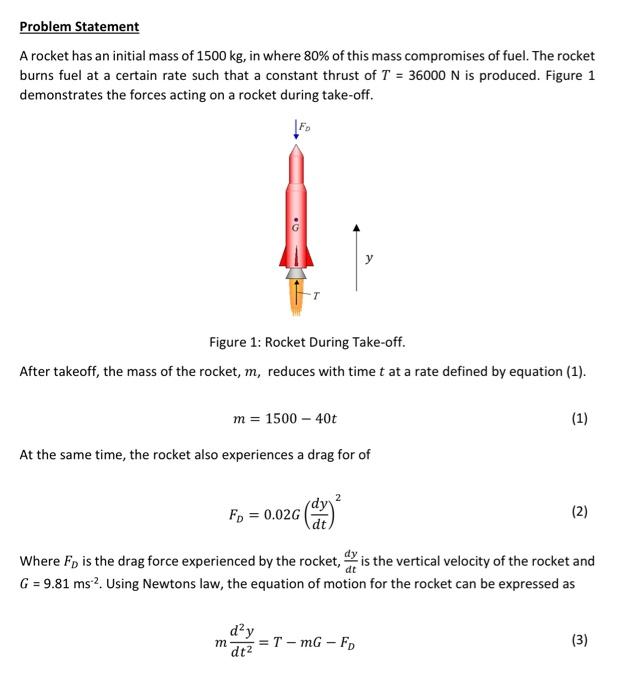 Solved Problem Statement A rocket has an initial mass of | Chegg.com