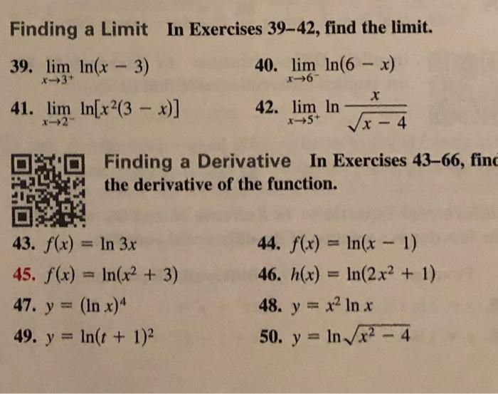 Solved Finding a Limit In Exercises 39-42, find the limit. | Chegg.com