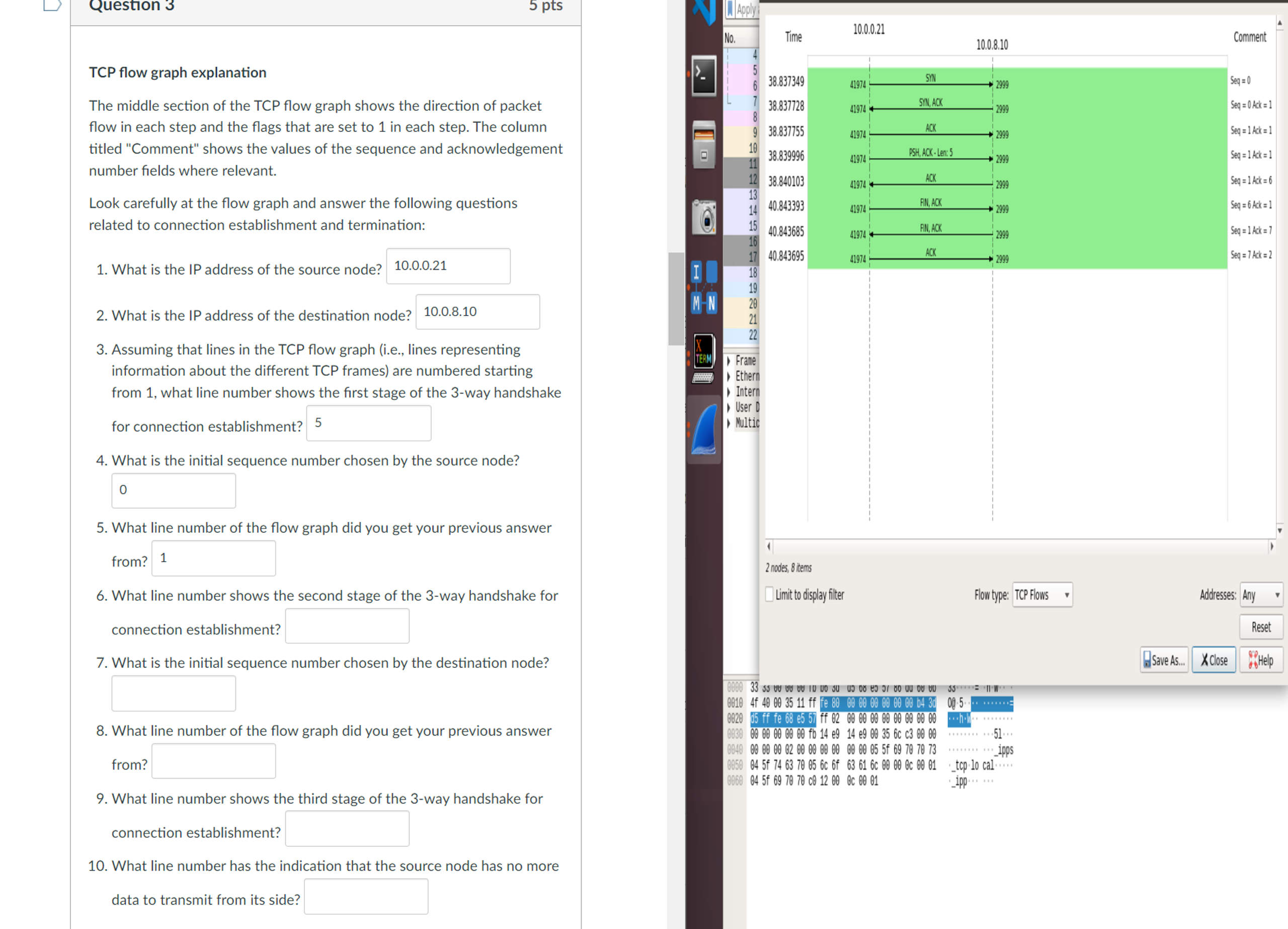 Solved In the top window of Wireshark, choose the TCP frame | Chegg.com