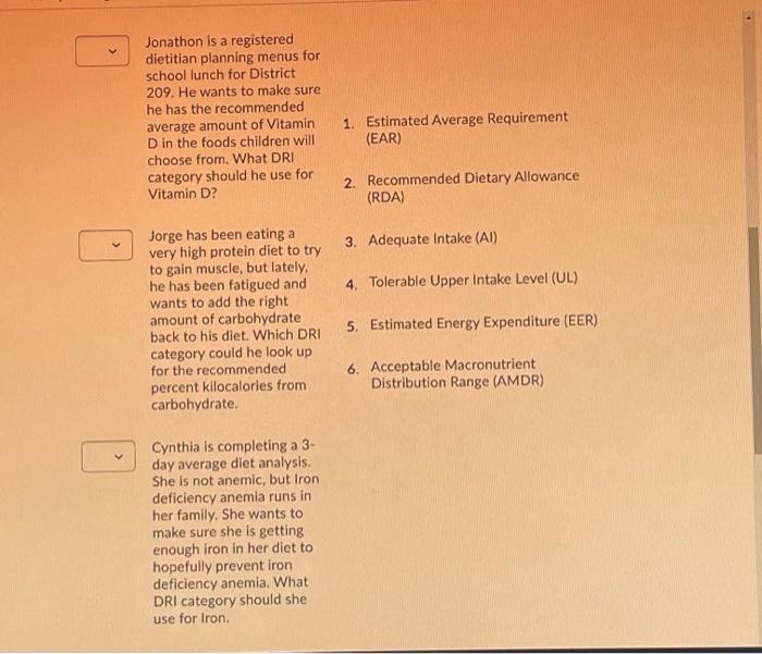 Solved nutrition facts based off the concepts of EAR, RDA, | Chegg.com