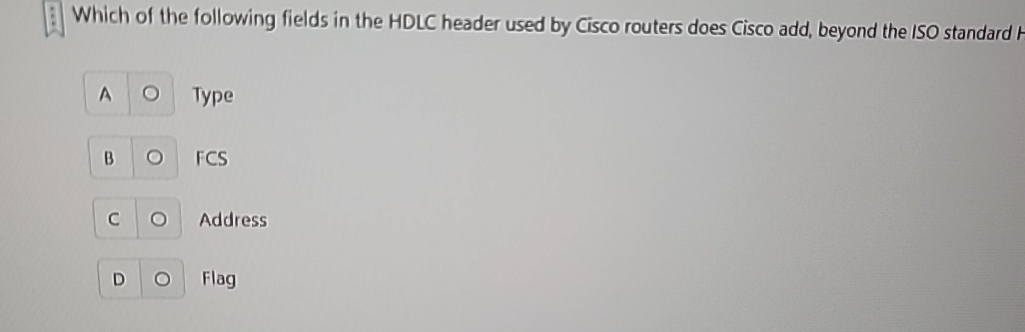 Solved Which of the following fields in the HDLC header used | Chegg.com