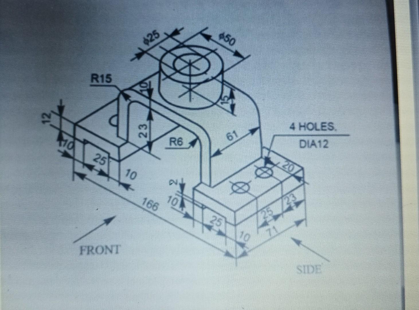 Solved Use solidworks to create 3D model of the following | Chegg.com
