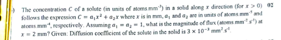 Solved by an EXPERT The concentration C ﻿of a solute (in units of atoms | Chegg.com