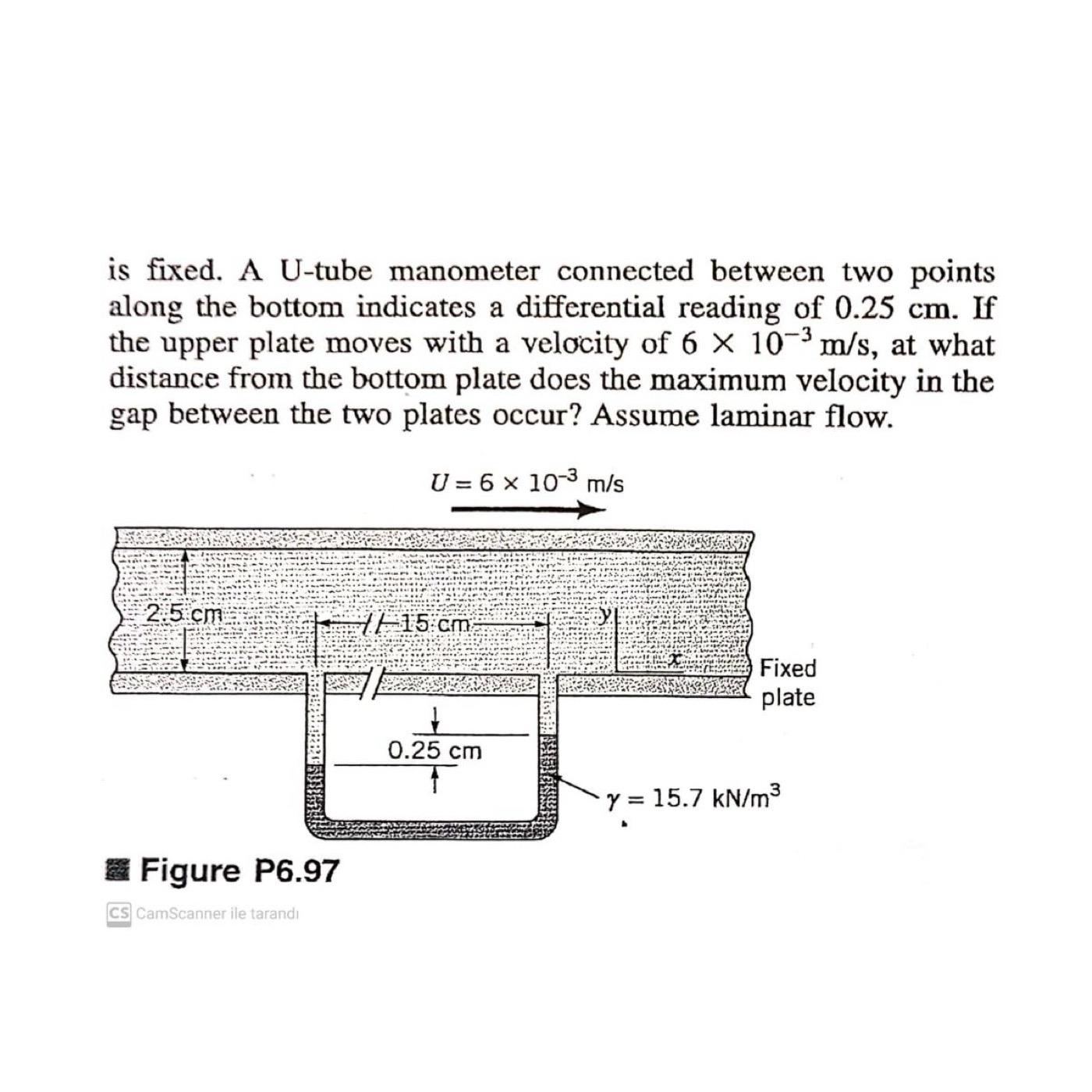 Solved is fixed. A U-tube manometer connected between two | Chegg.com
