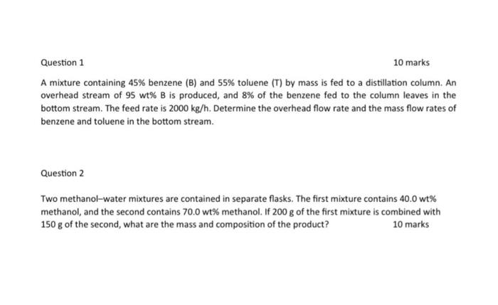 Solved Methodology for Solving Material Balance Problems 1. | Chegg.com