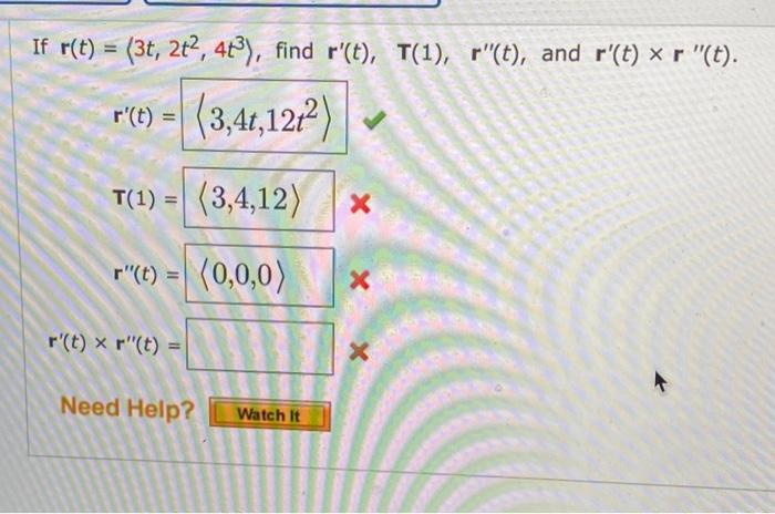 Solved If R T 3t 2t2 4t3 Find R′ T T 1 R′′ T And