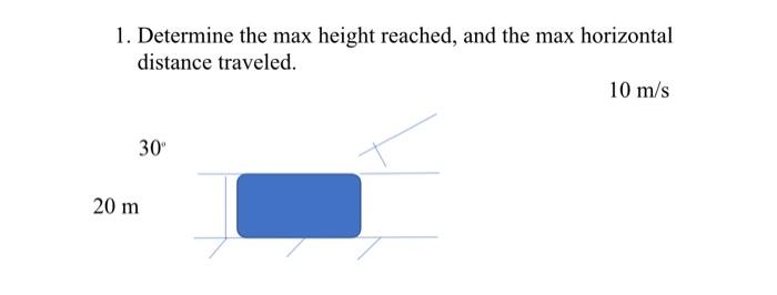 Solved 1. Determine the max height reached, and the max | Chegg.com