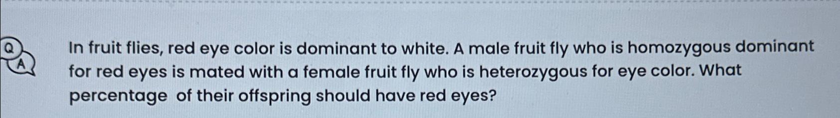 Solved Q. ﻿In fruit flies, red eye color is dominant to | Chegg.com