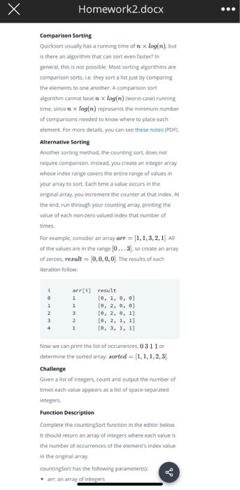Solved Homework2.docx Comparison Sorting Quicksort usually | Chegg.com